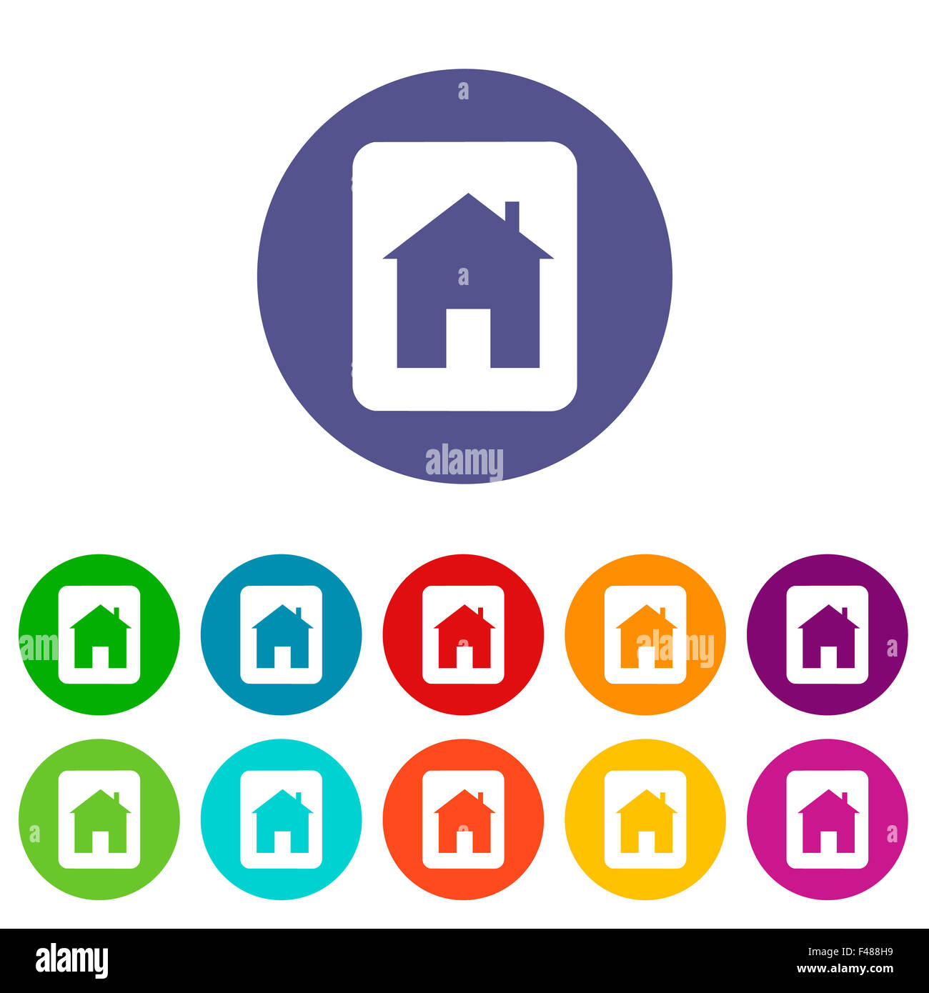 Flat green home white Cut Out Stock Images & Pictures - Alamy