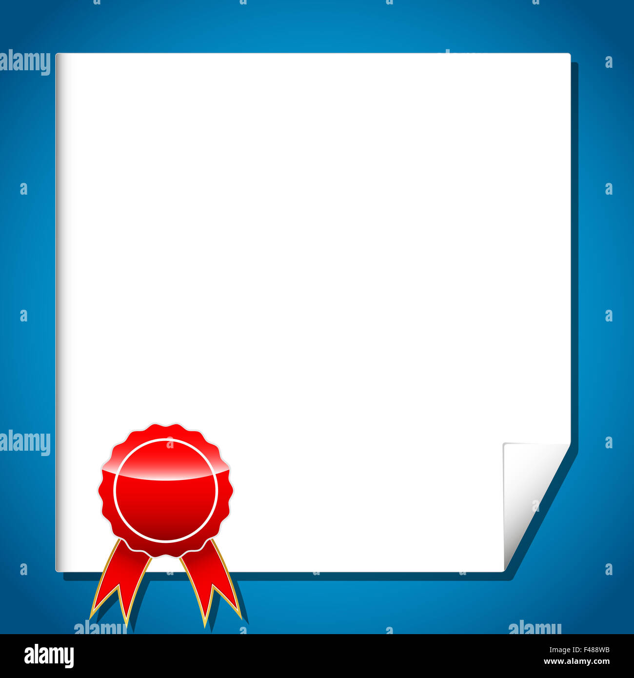 Certificate with red award label with ribbon Stock Photo - Alamy