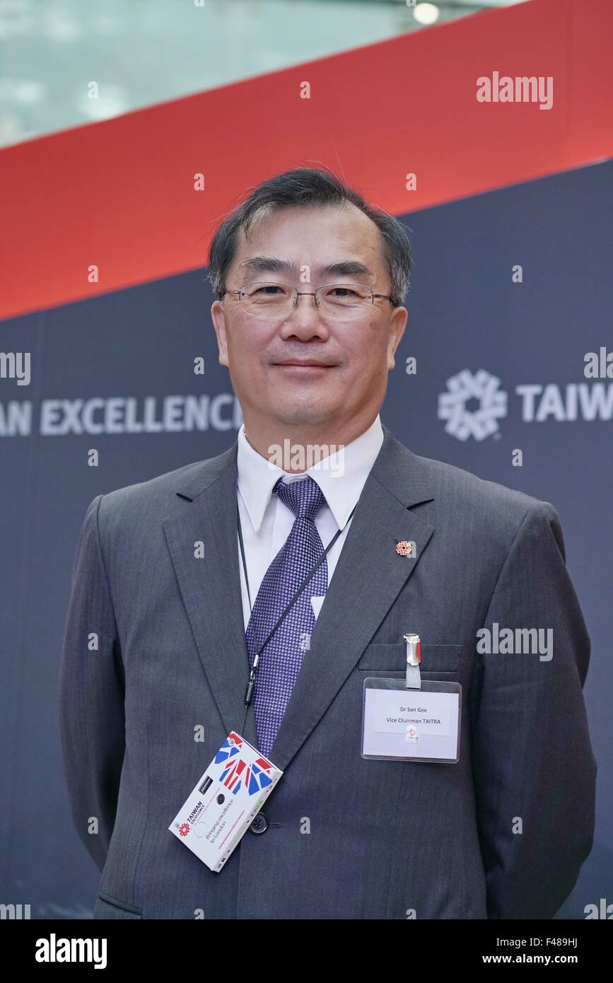 London, UK. 15th October, 2015. GEE Shan PhD, Vice Chairman of TAITRA ...