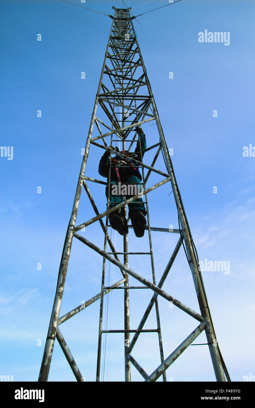 One person working on a radio mast, the Antarctic Stock Photo - Alamy