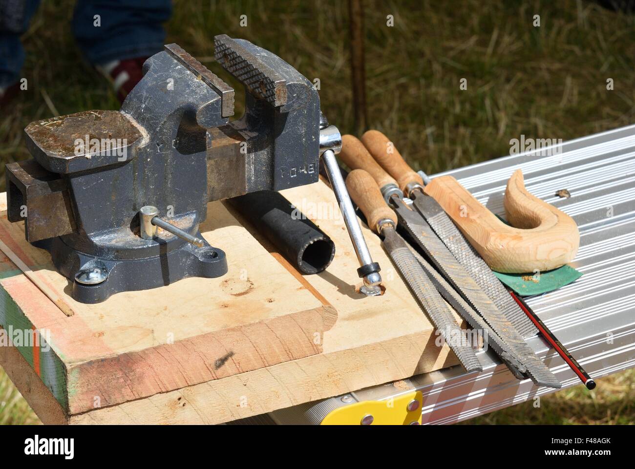 Vice and woodwork tools Stock Photo - Alamy