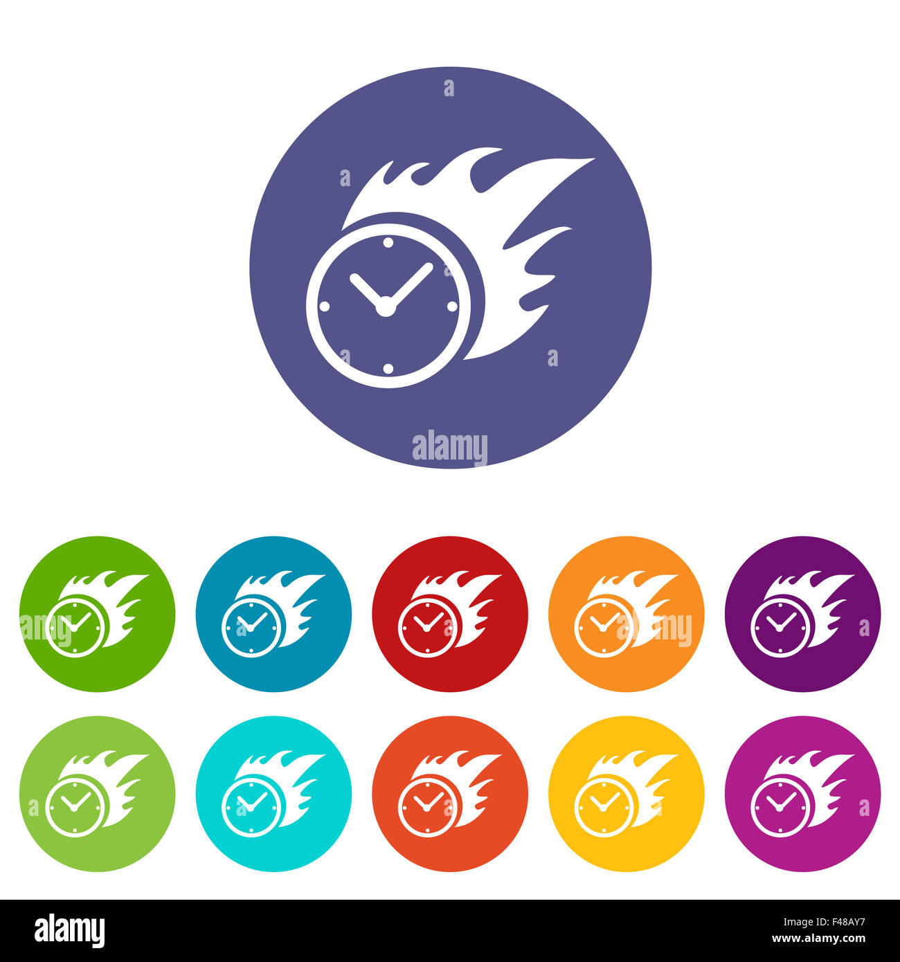 Hot clock flat icon Stock Photo - Alamy