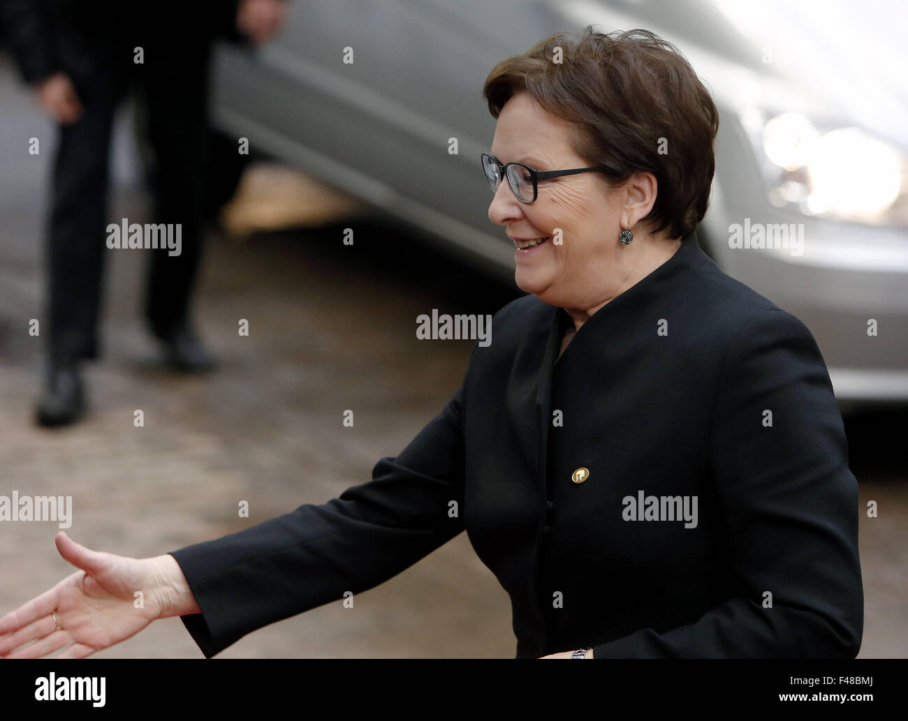 Brussels, Belgium. 15th Oct, 2015. Polish Prime minister Ewa Kopacz arrives to attend the ...
