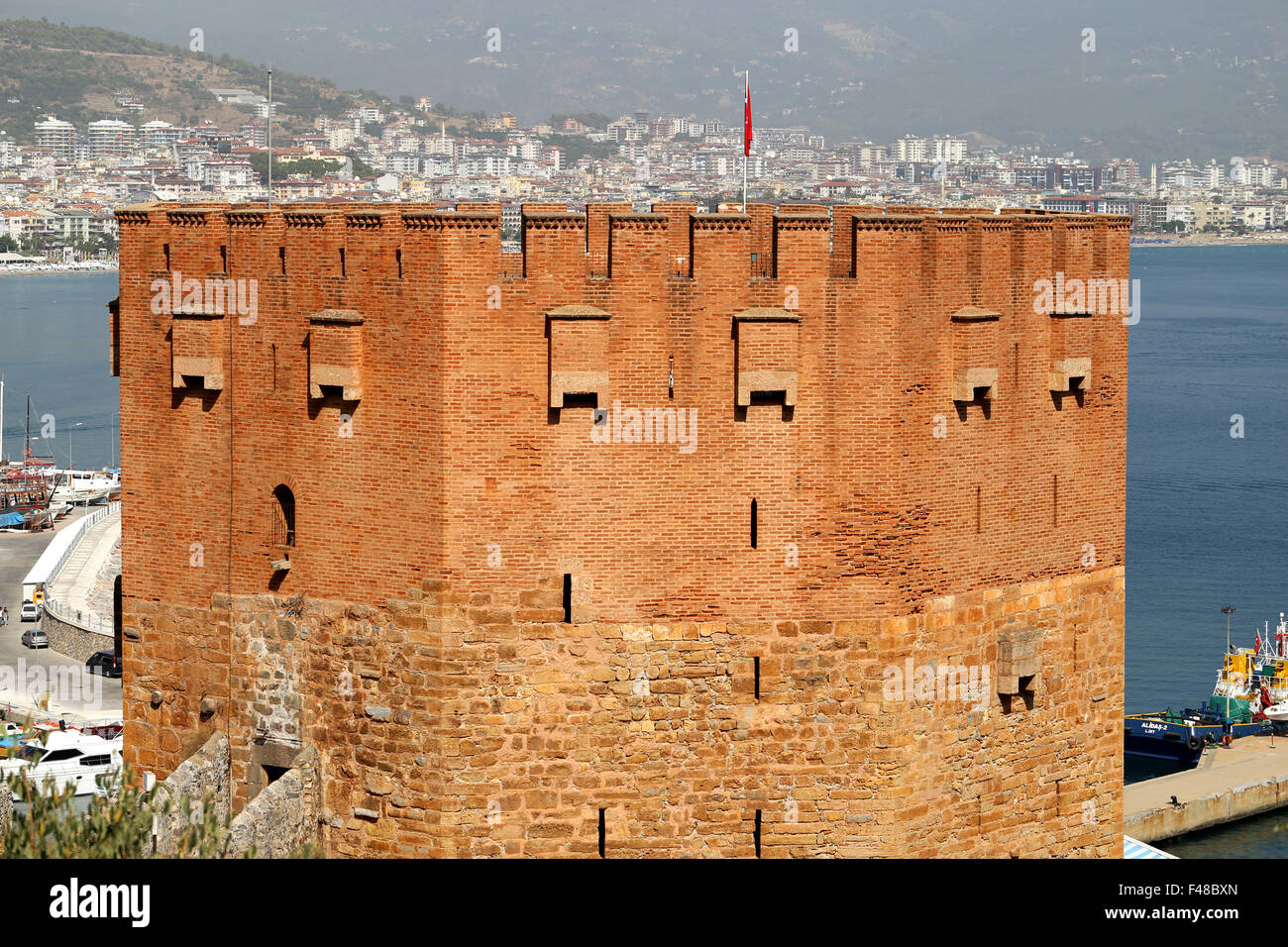 Red tower Kizil Kule in Alanya in Turkey Stock Photo - Alamy