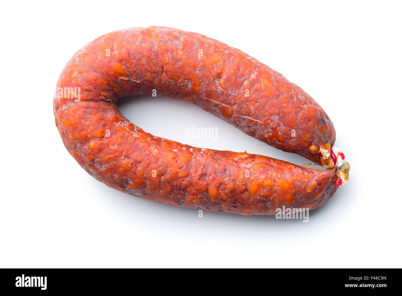 Chorizo sausage on white background Stock Photo - Alamy