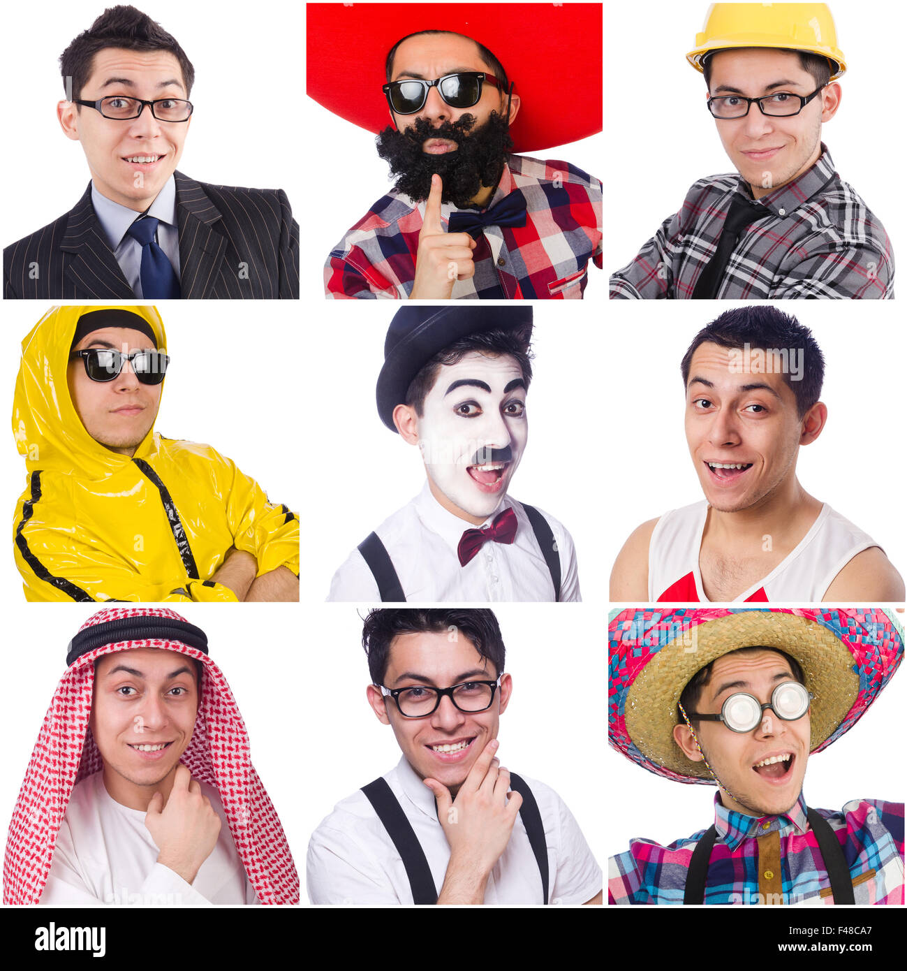 Collage of many faces from same model Stock Photo - Alamy