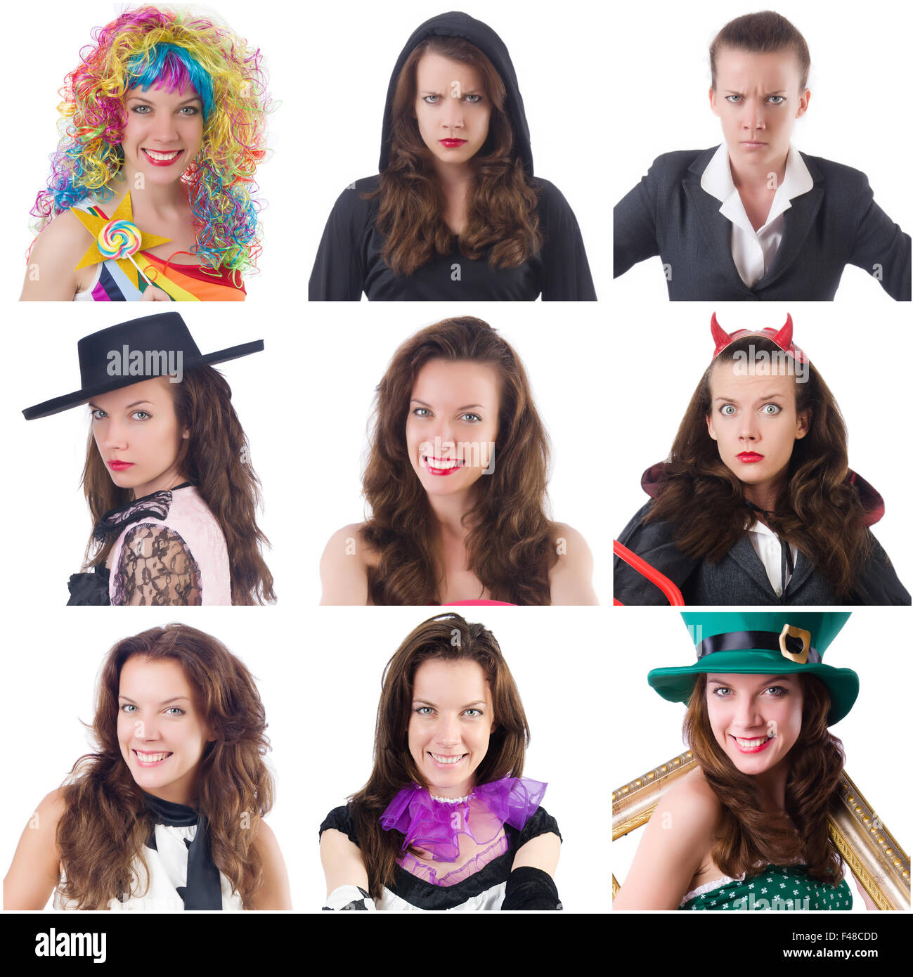 Collage of many faces from same model Stock Photo - Alamy