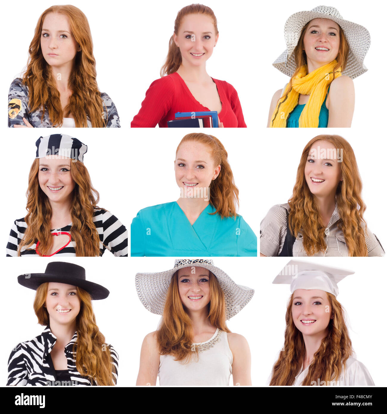 Collage of many faces from same model Stock Photo - Alamy