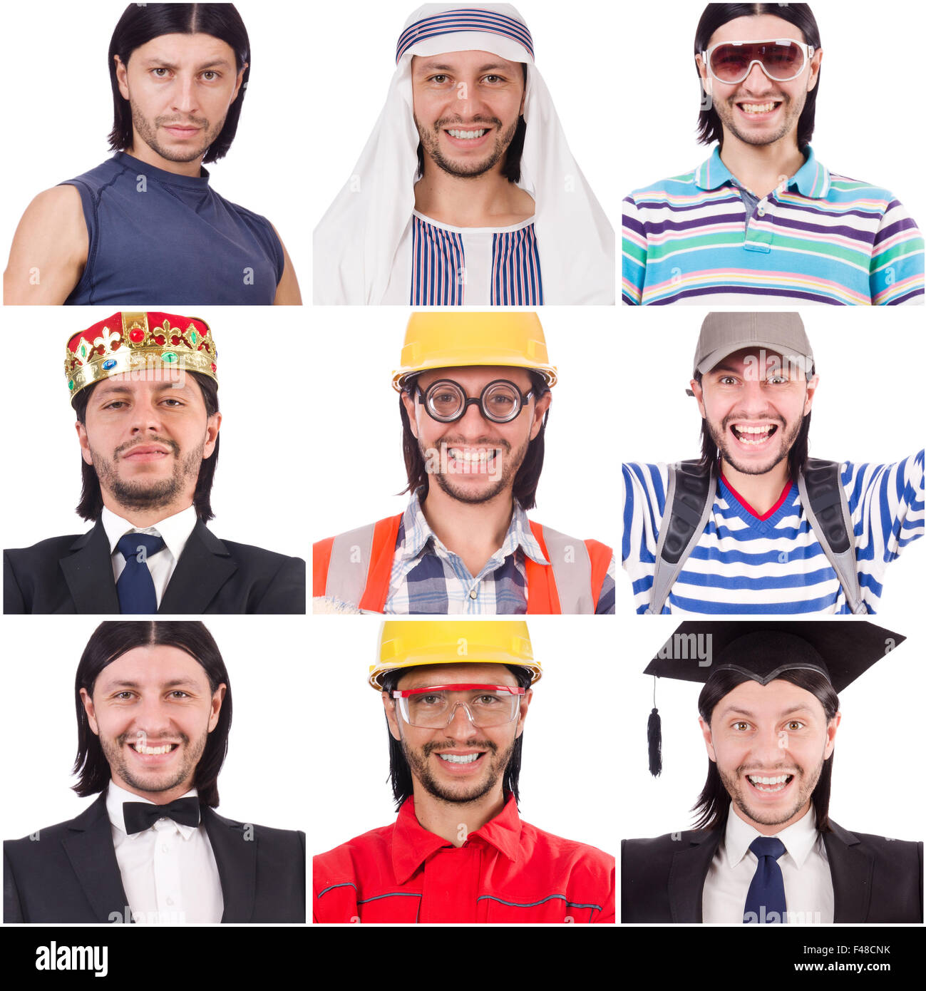 Collage of many faces from same model Stock Photo - Alamy