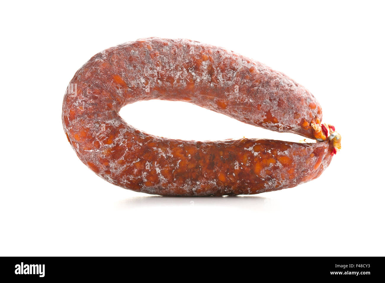 Chorizo sausage on white background Stock Photo - Alamy