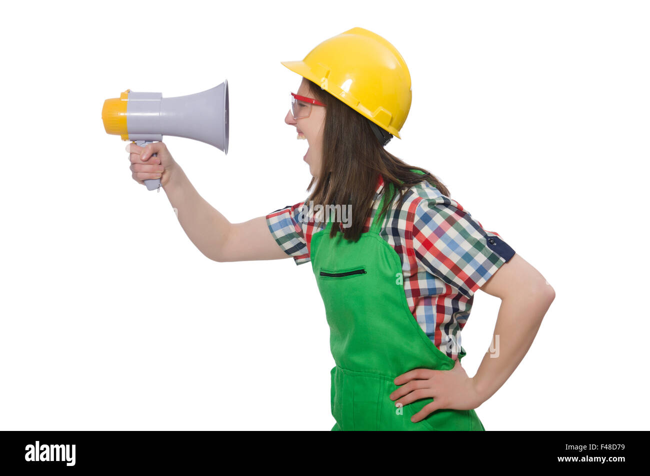 Construction worker woman wearing Cut Out Stock Images & Pictures - Alamy