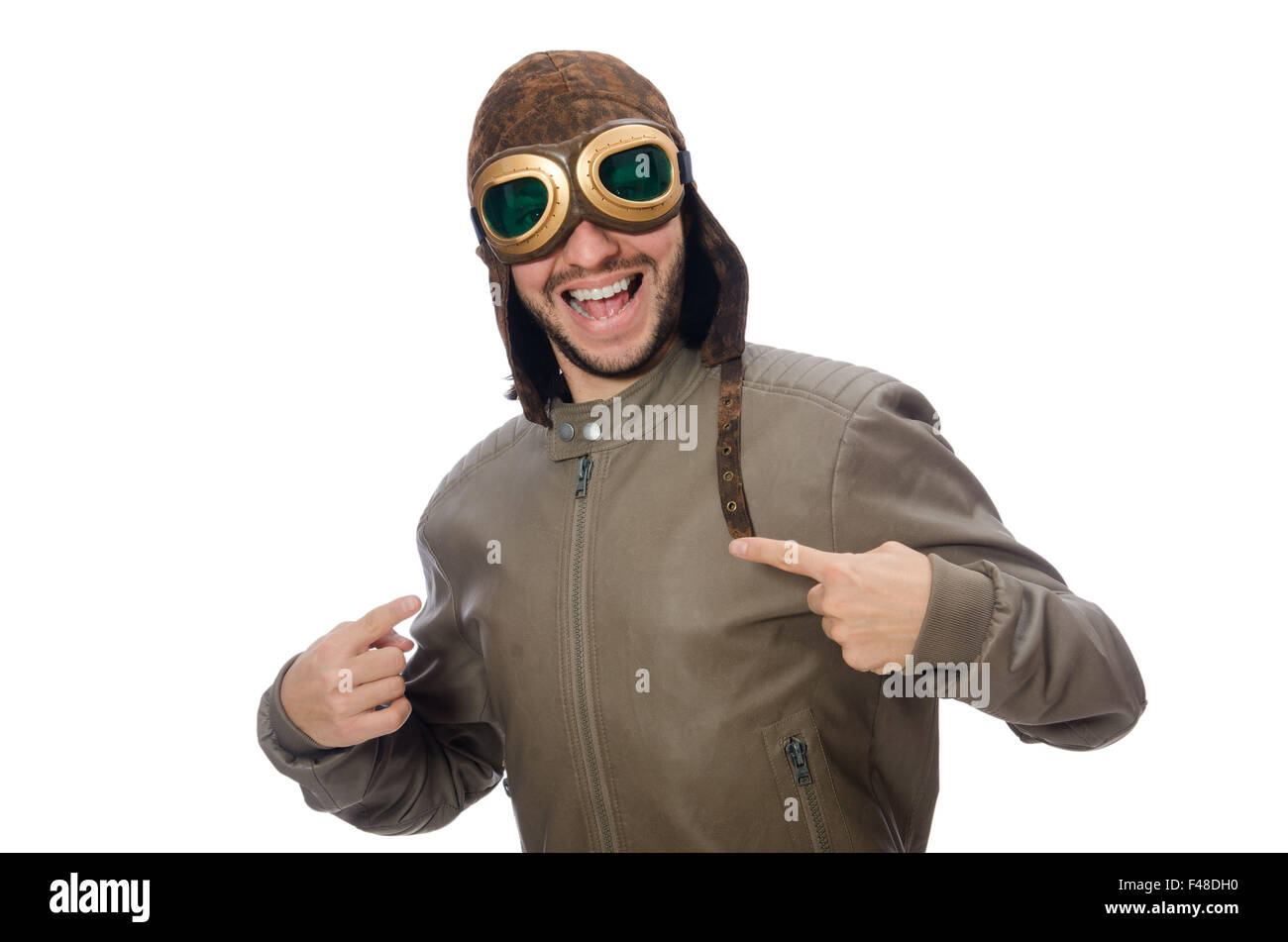 Funny pilot isolated on the white Stock Photo - Alamy