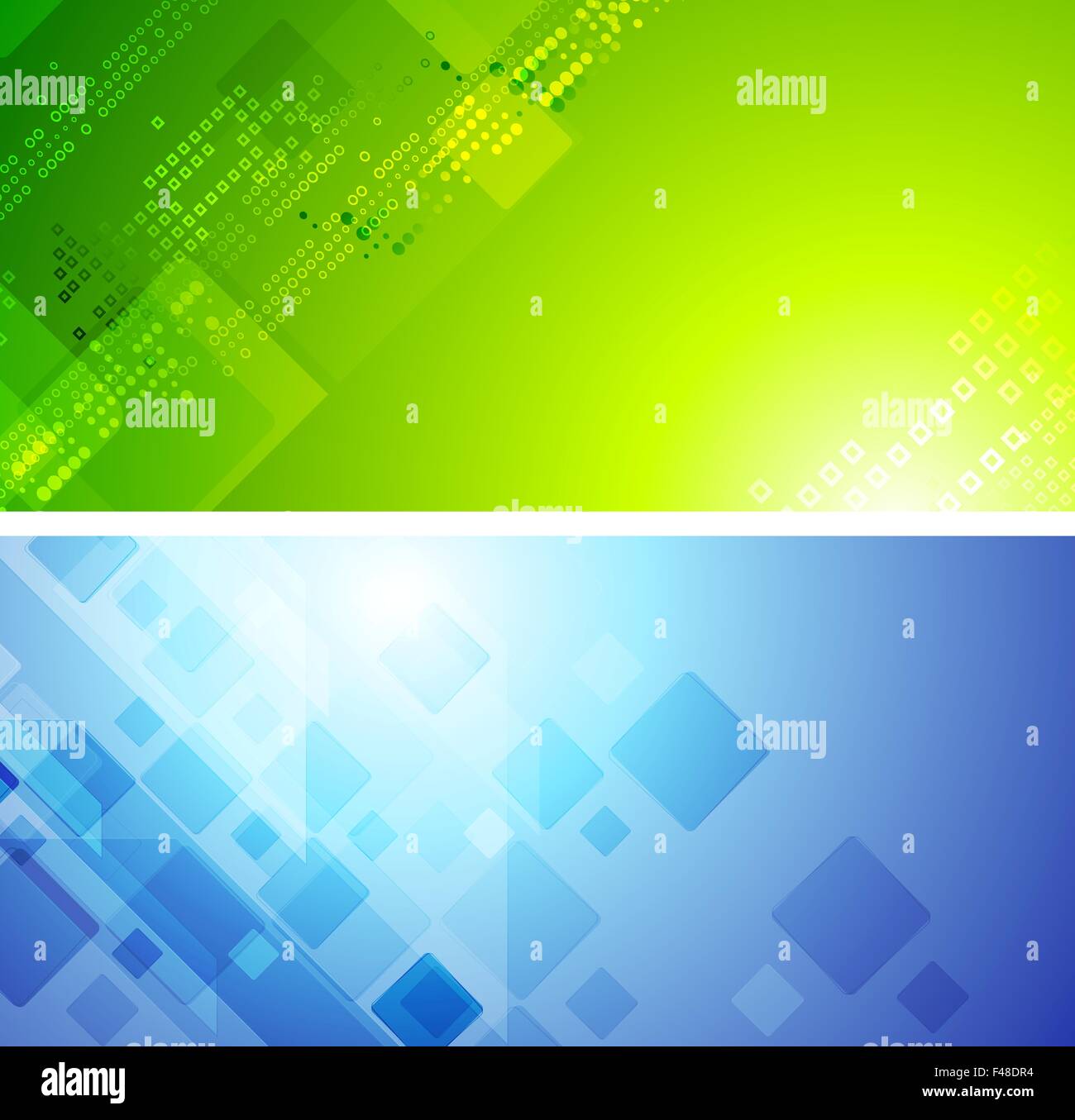 Bright green and blue tech banners Stock Photo - Alamy