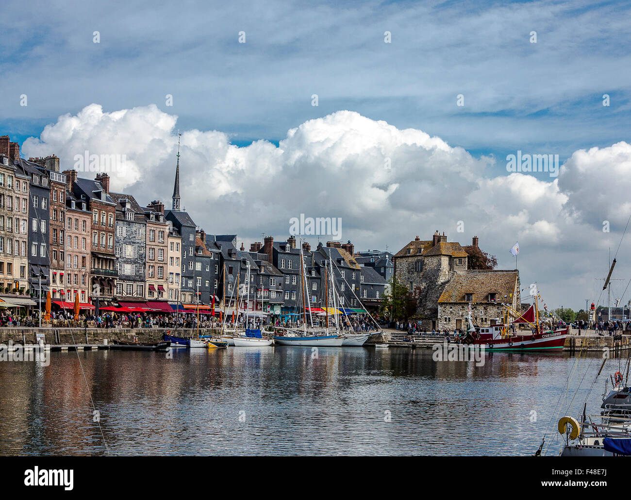France, Normandy, Honfleur, boats in the old harbor basin Stock Photo ...