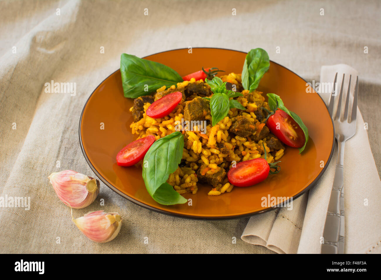 Meat rice vegetables hi-res stock photography and images - Alamy
