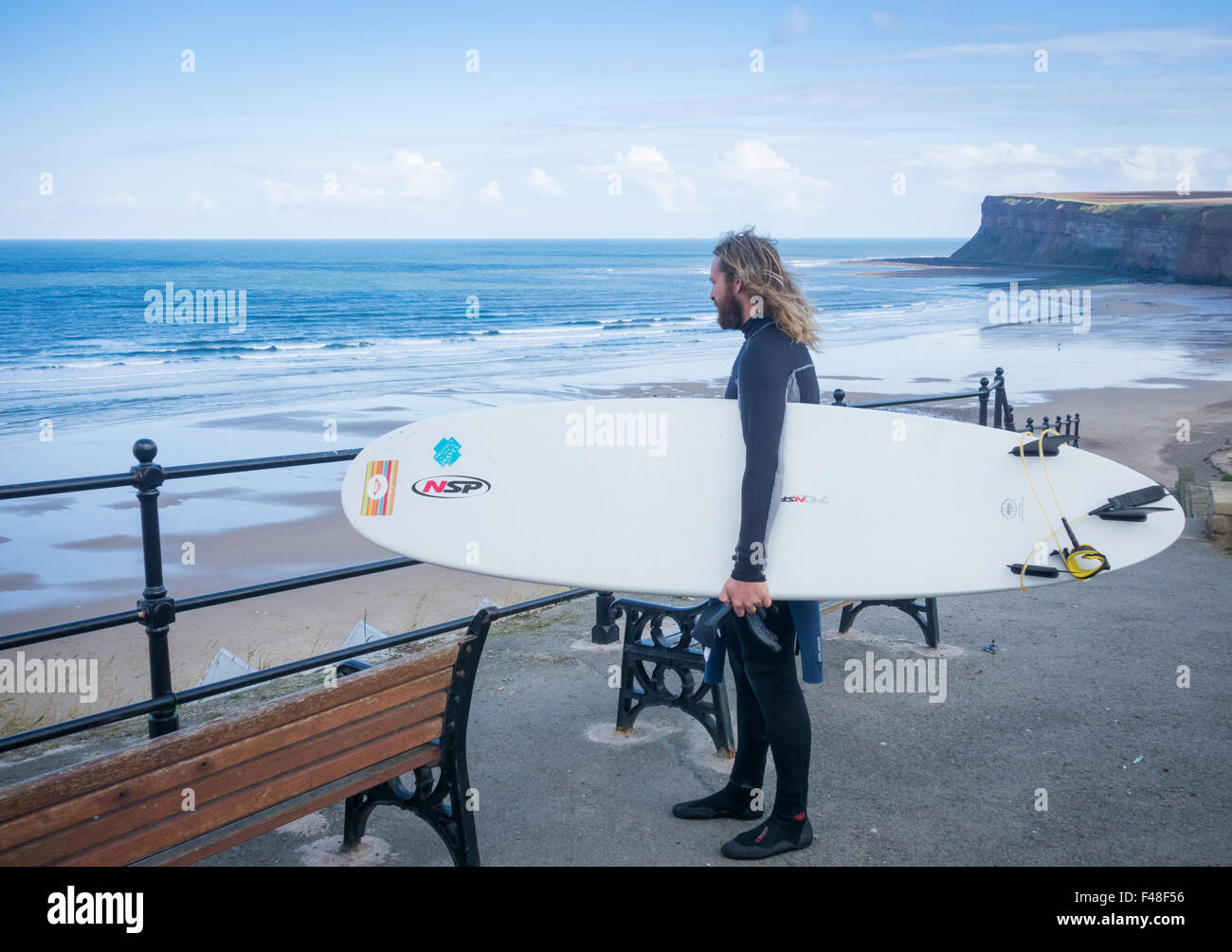 Surfer, surfing, Saltburn by the sea, North Yorkshire, England. UK ...