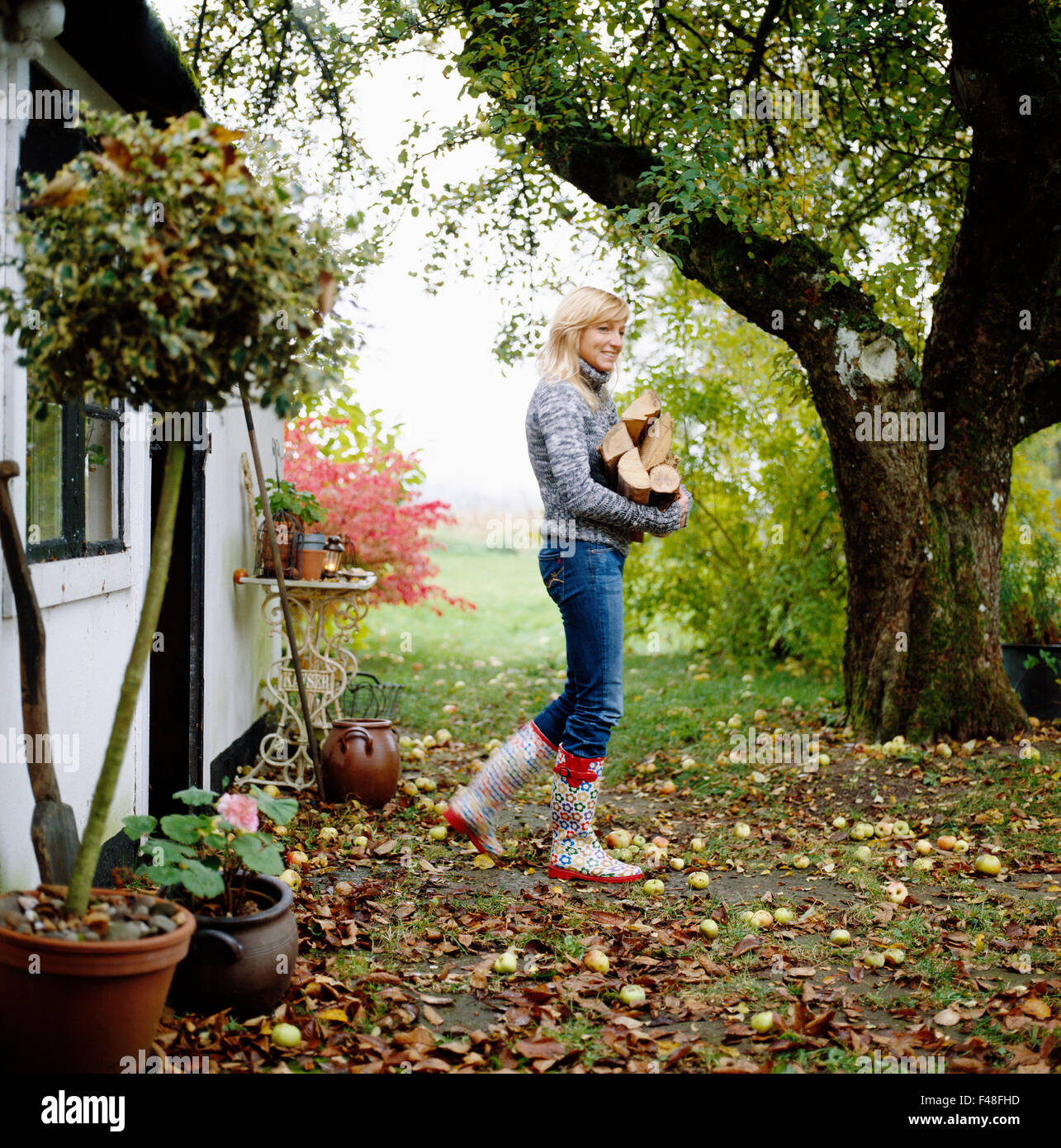 Woman carrying firewood hi-res stock photography and images - Alamy