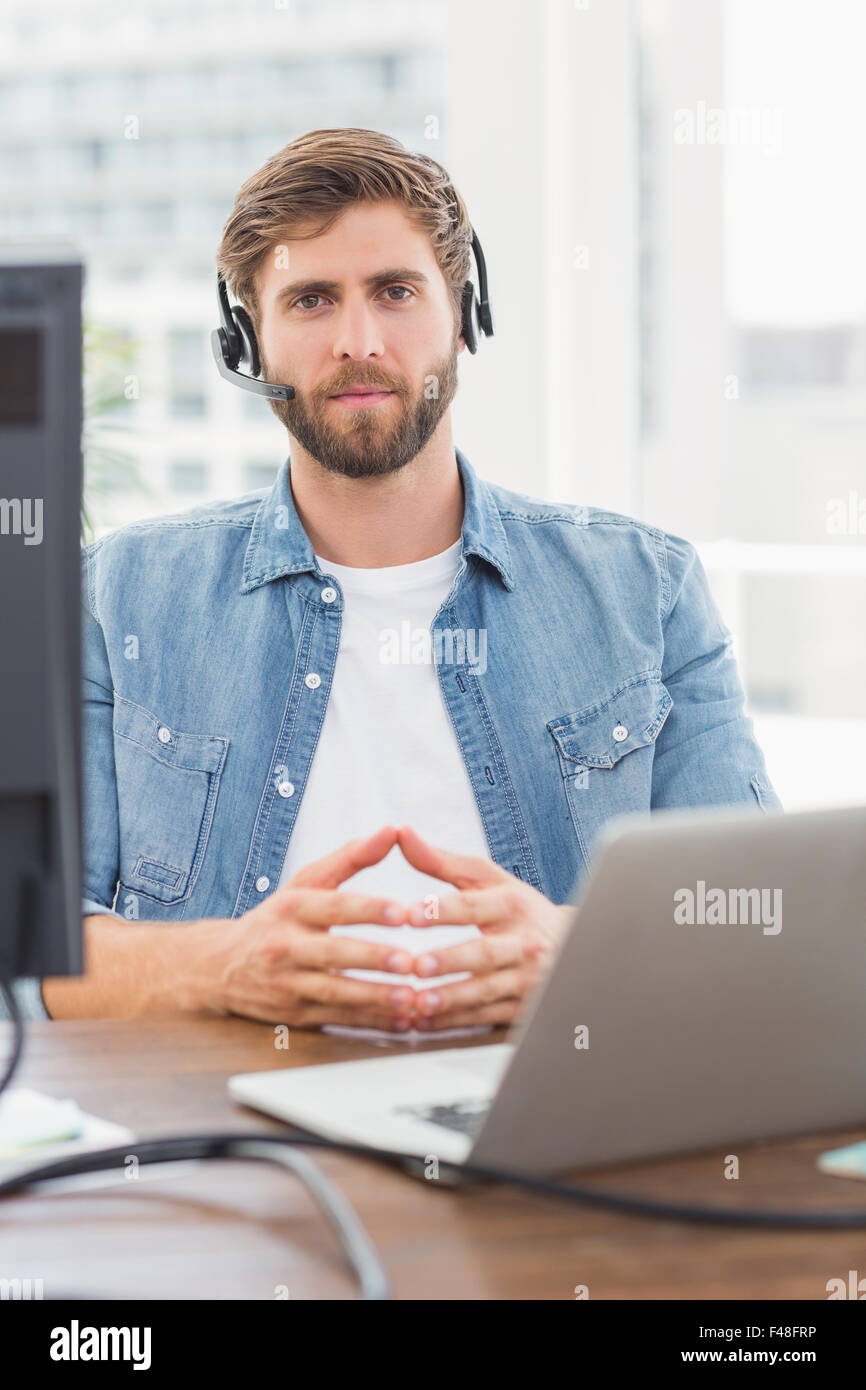 Happy operator earpiece hi-res stock photography and images - Alamy