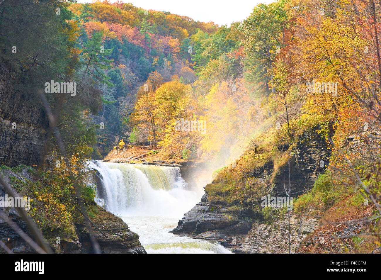 Autumn scene of waterfalls and gorge Stock Photo - Alamy