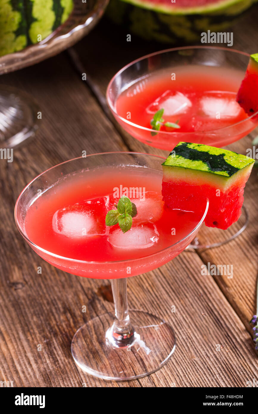 Watermelon juice with ice Stock Photo - Alamy