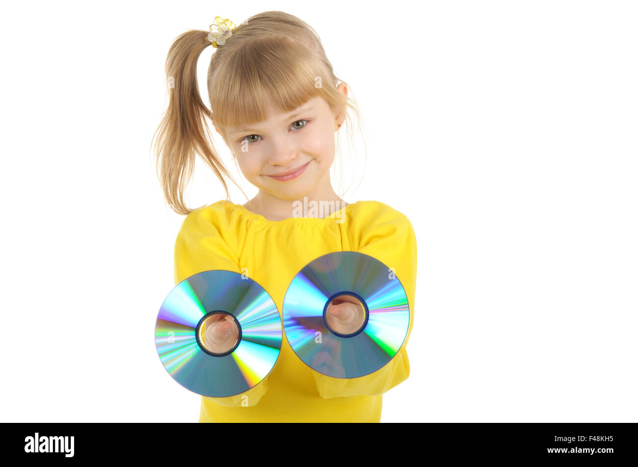 Girl With Cd Stock Photo - Alamy