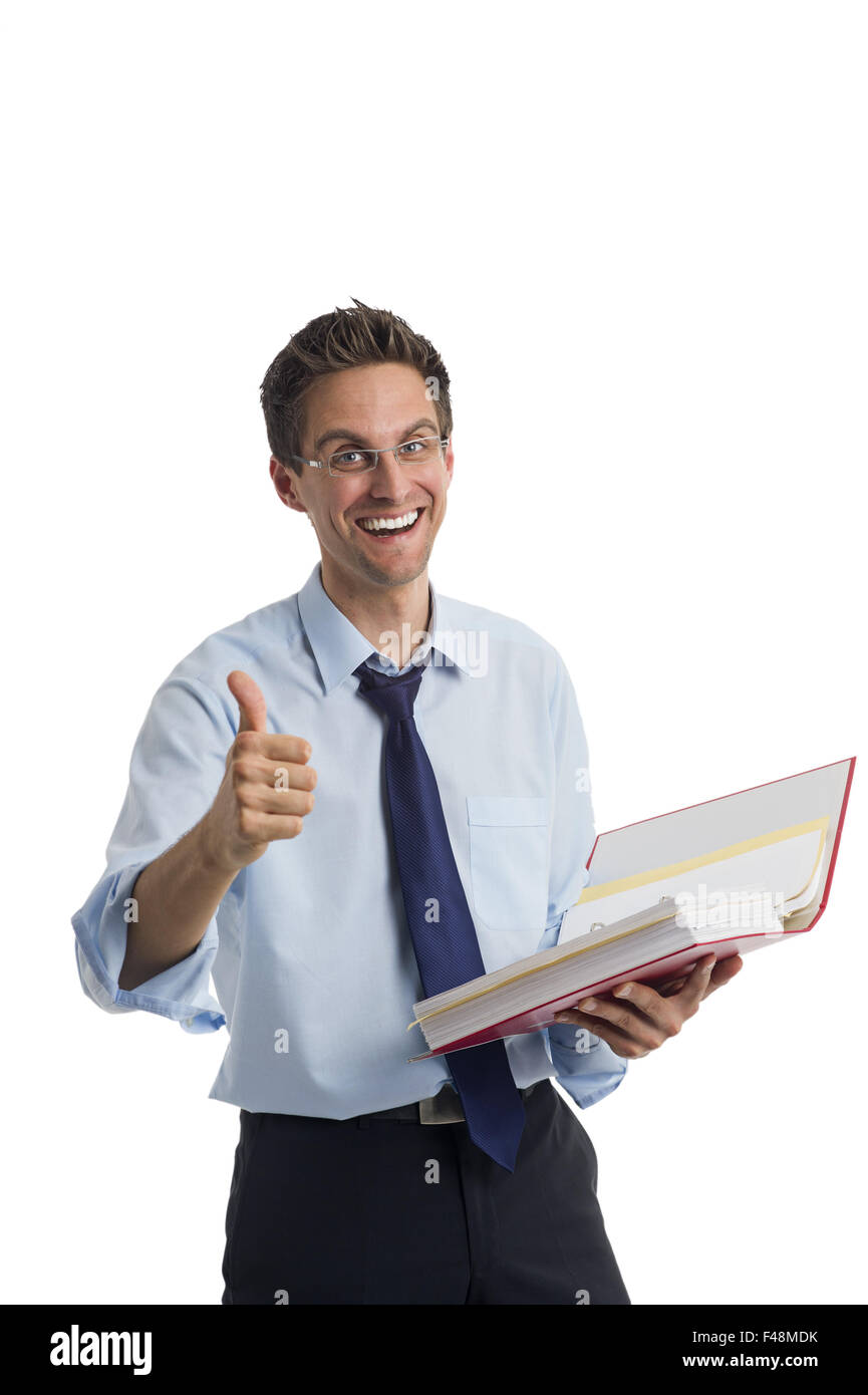 Businessman with folder in hand Stock Photo - Alamy