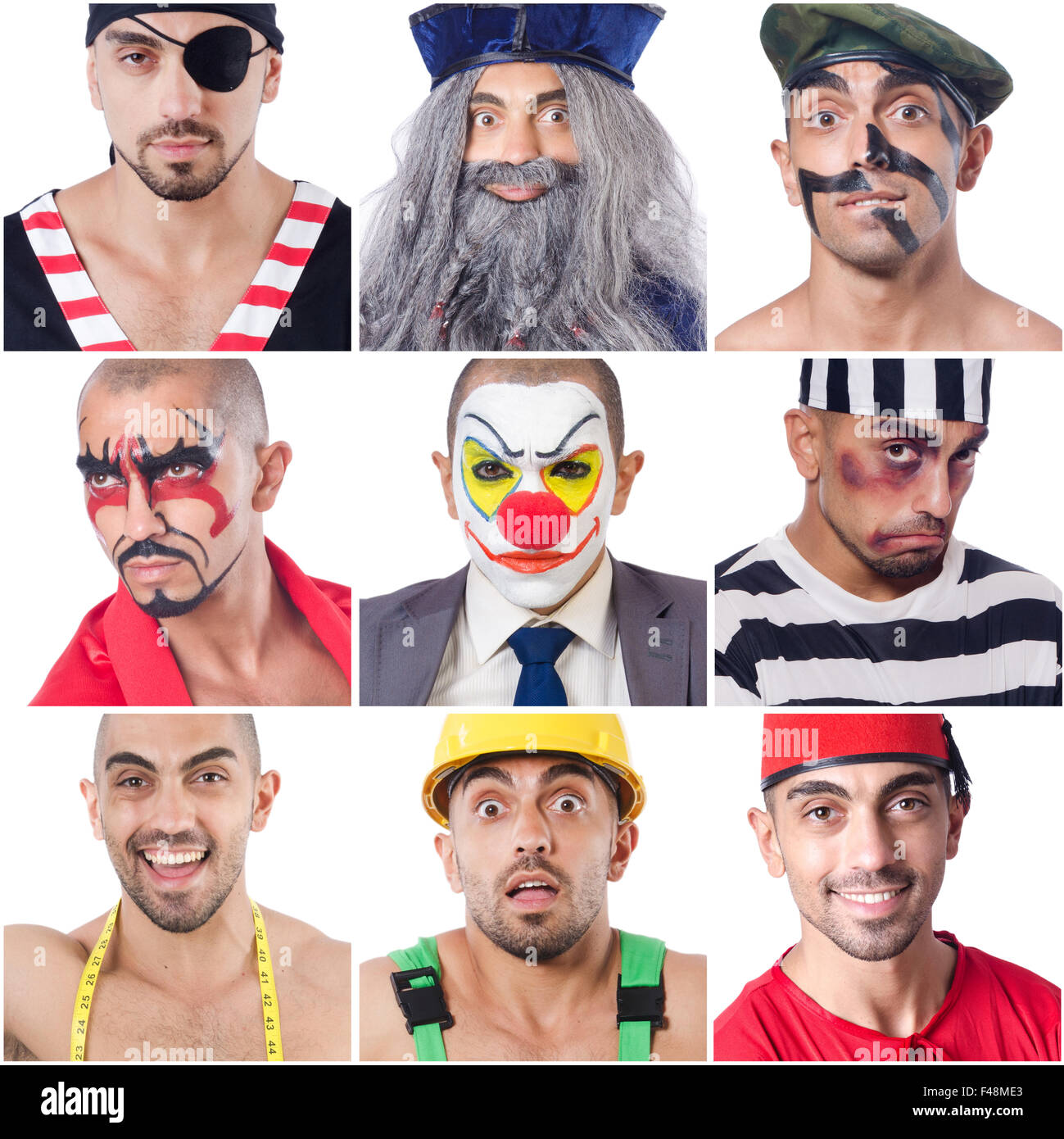 Collage of many faces from same model Stock Photo - Alamy