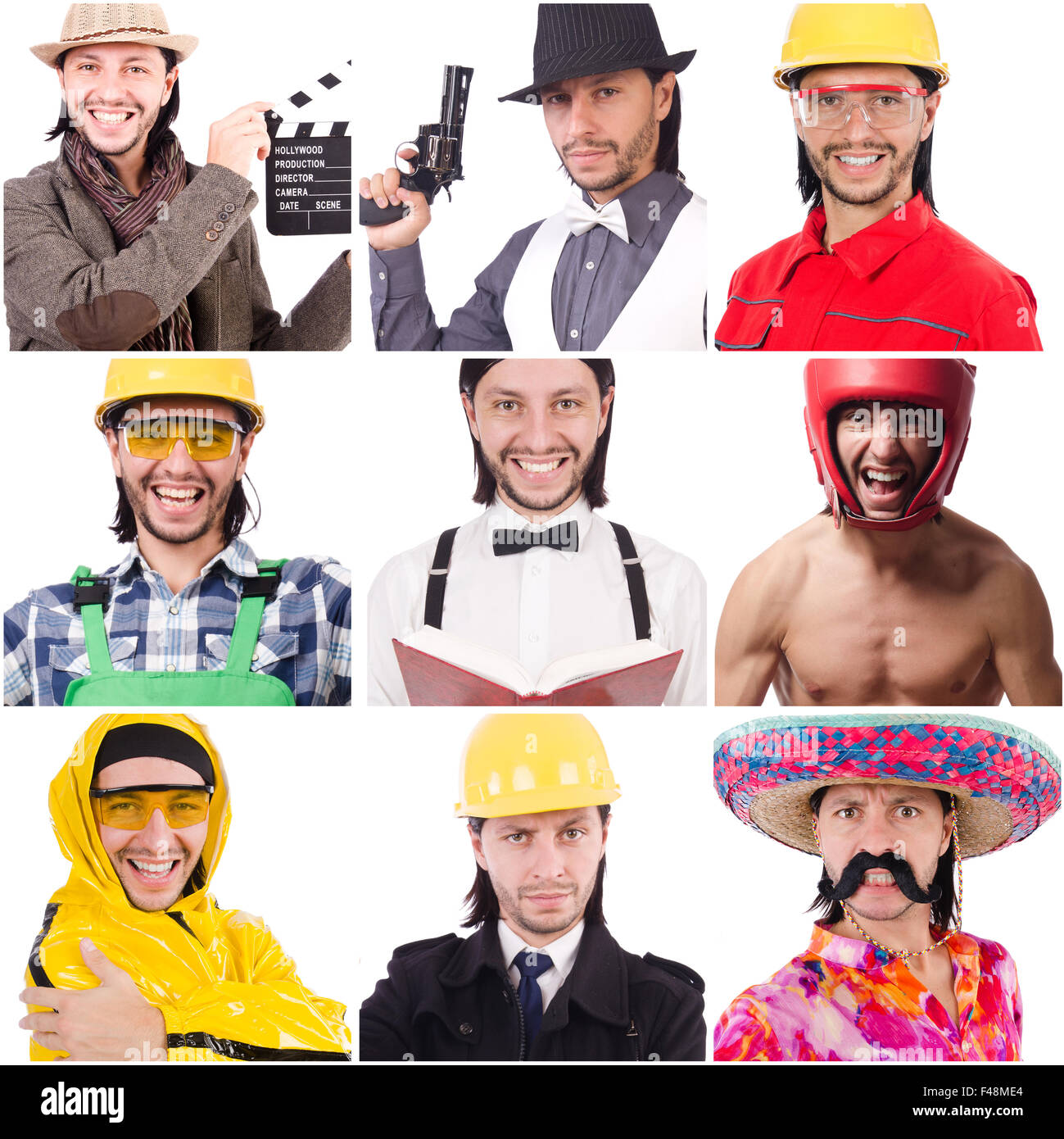 Collage of many faces from same model Stock Photo - Alamy