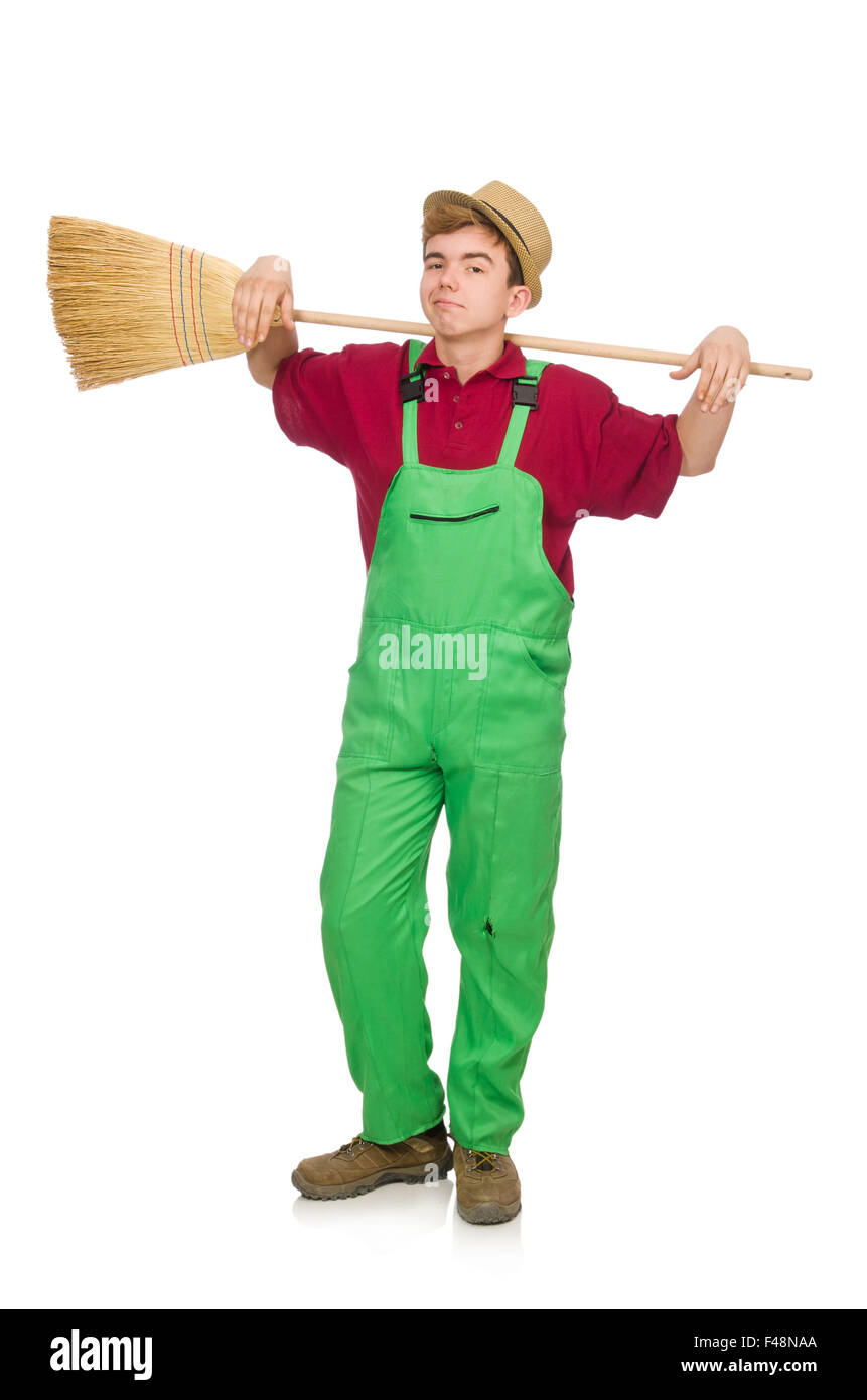 Man janitor isolated on the white Stock Photo - Alamy