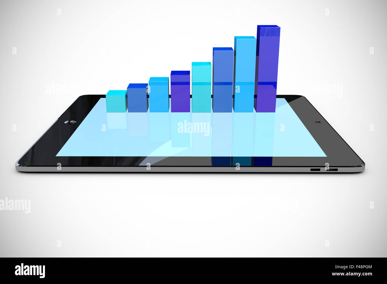 Composite image of tablet pc with graphs Stock Photo - Alamy