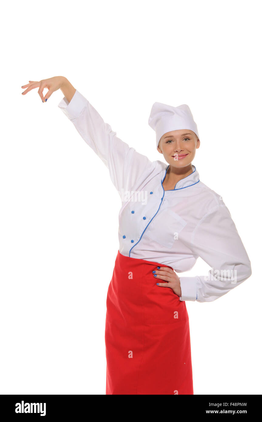 happy woman chef picks up Stock Photo - Alamy