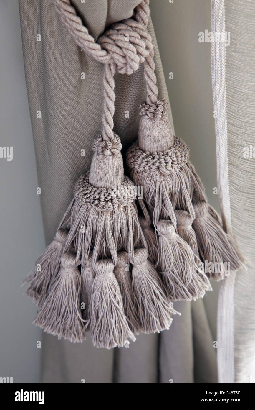 Grey cloth interior curtain hi-res stock photography and images - Alamy