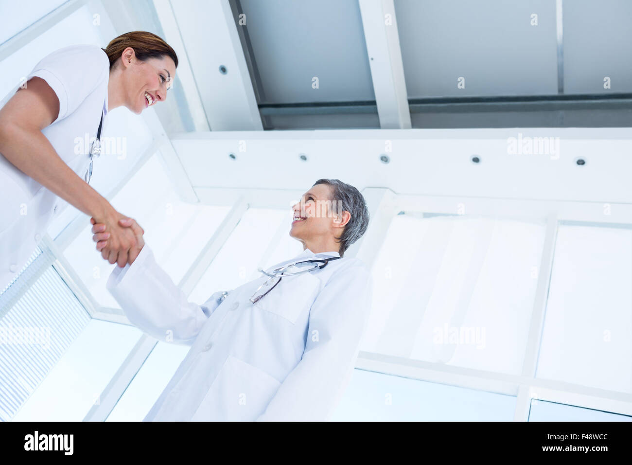 Standing smiling shaking hands uniform hi-res stock photography and ...