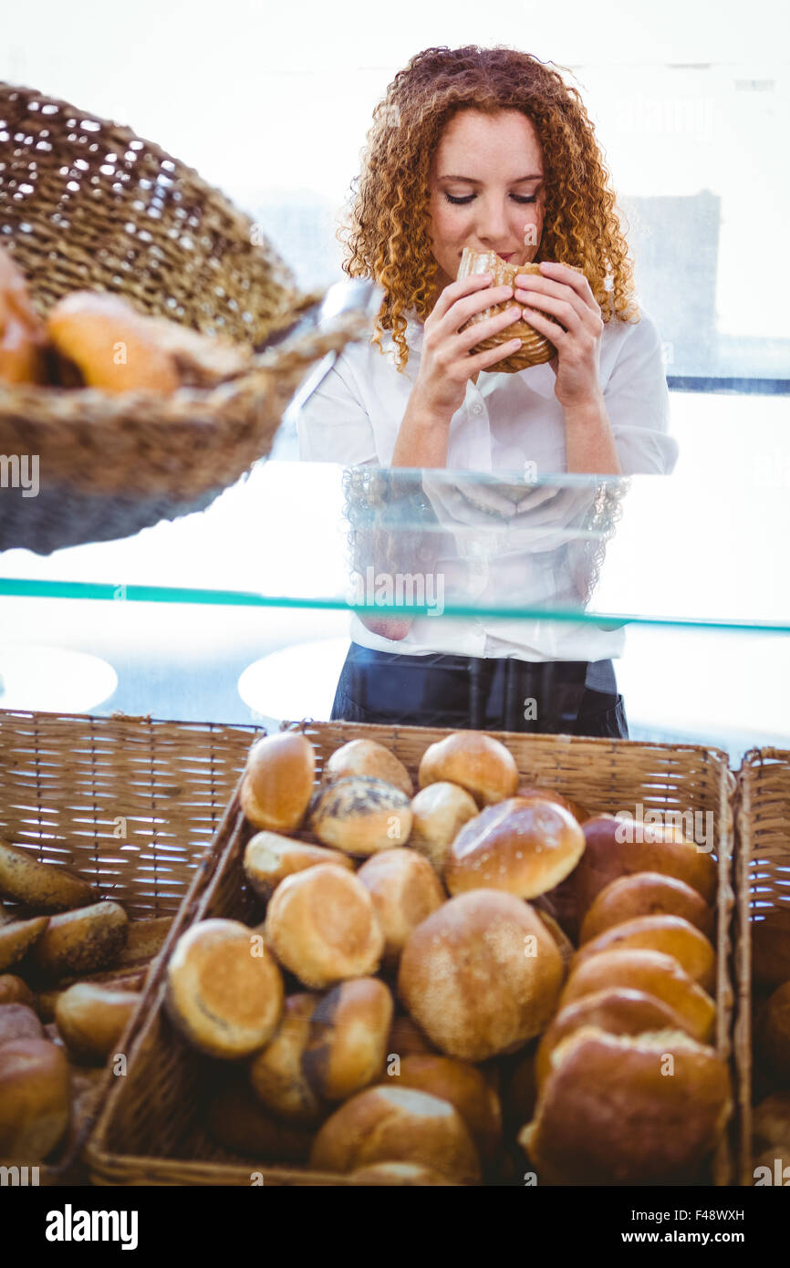 Adult smelling bread hi-res stock photography and images - Alamy