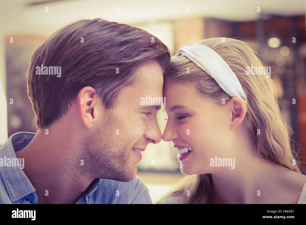 Cute couple with joined head Stock Photo - Alamy