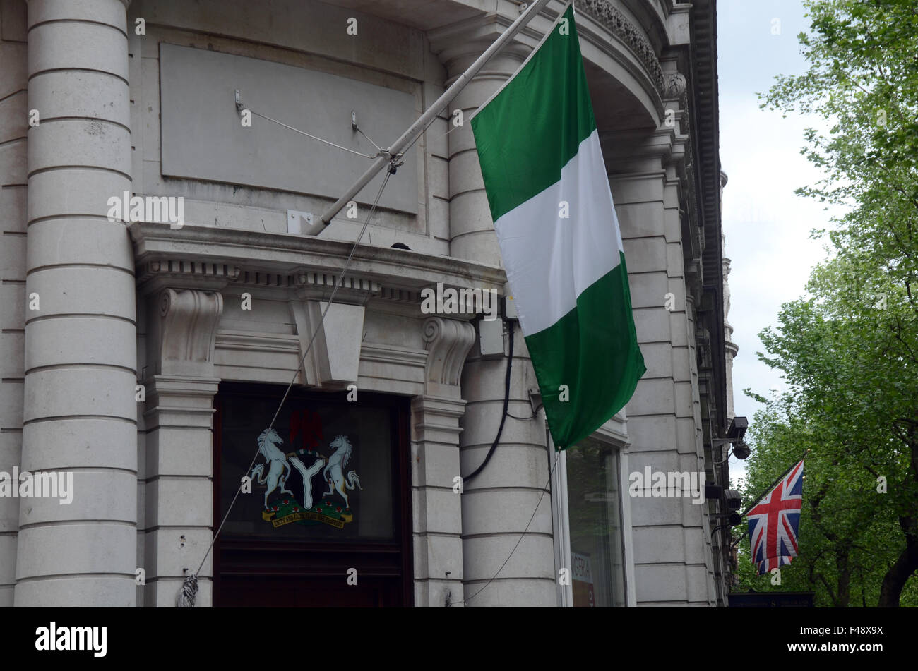 London, UK, 7 May 2014, Nigerian Embassy 9 Northumberland Ave, London ...
