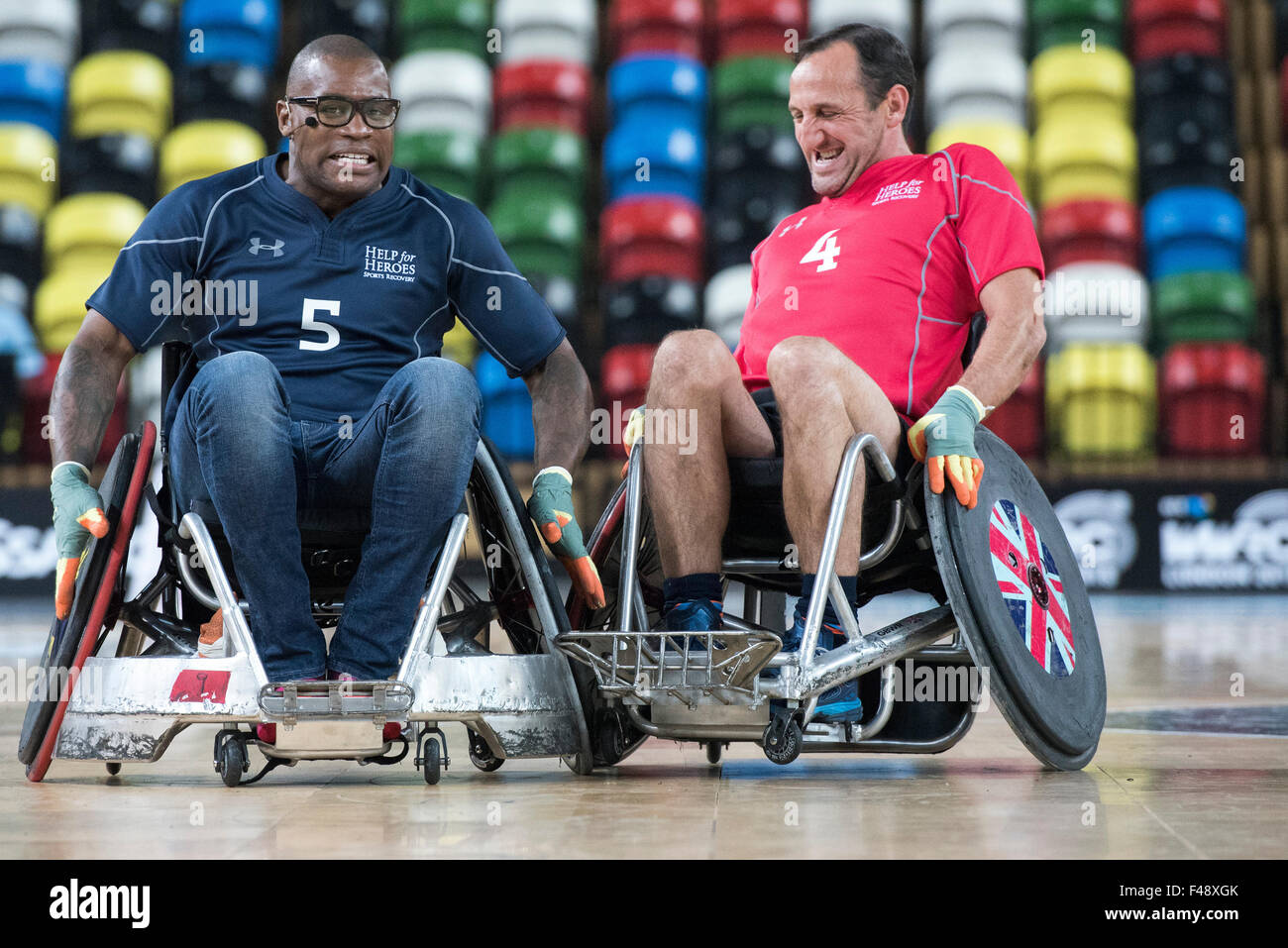 London, UK. 15th October, 2015. Ugh Monye and Rupert Moon get tangled ...