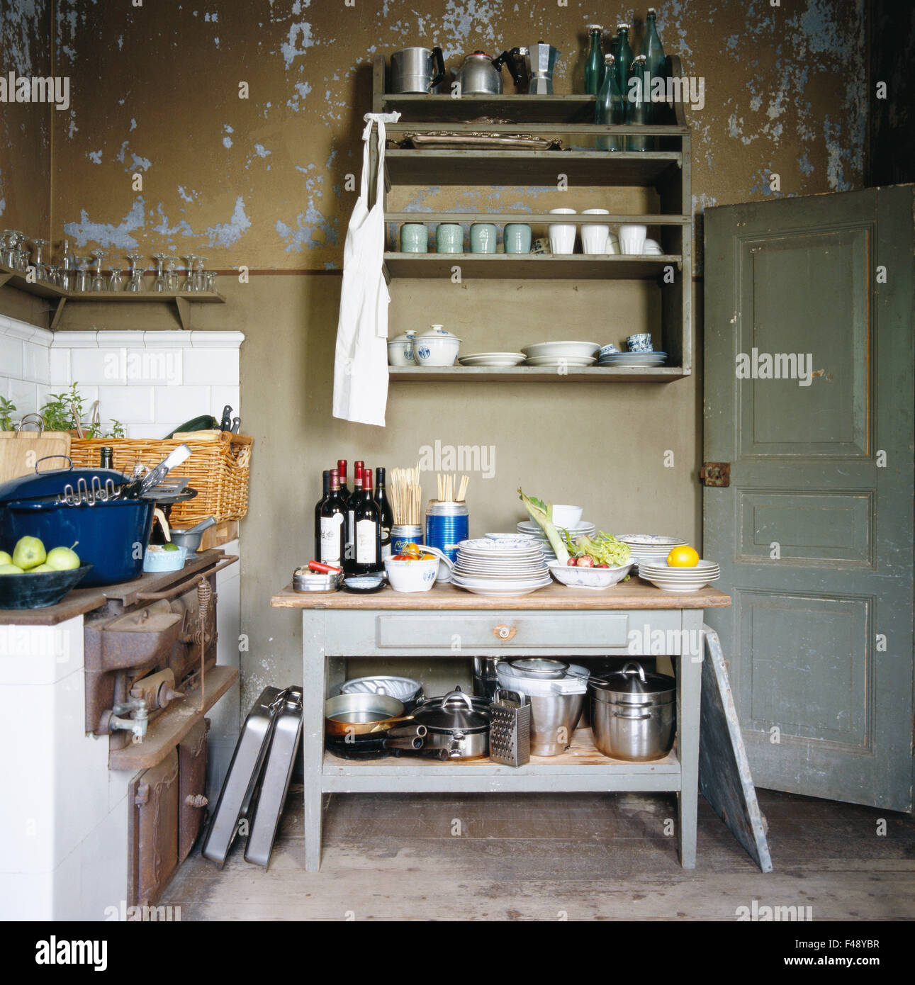 A kitchen in a old summer cottage Stock Photo - Alamy