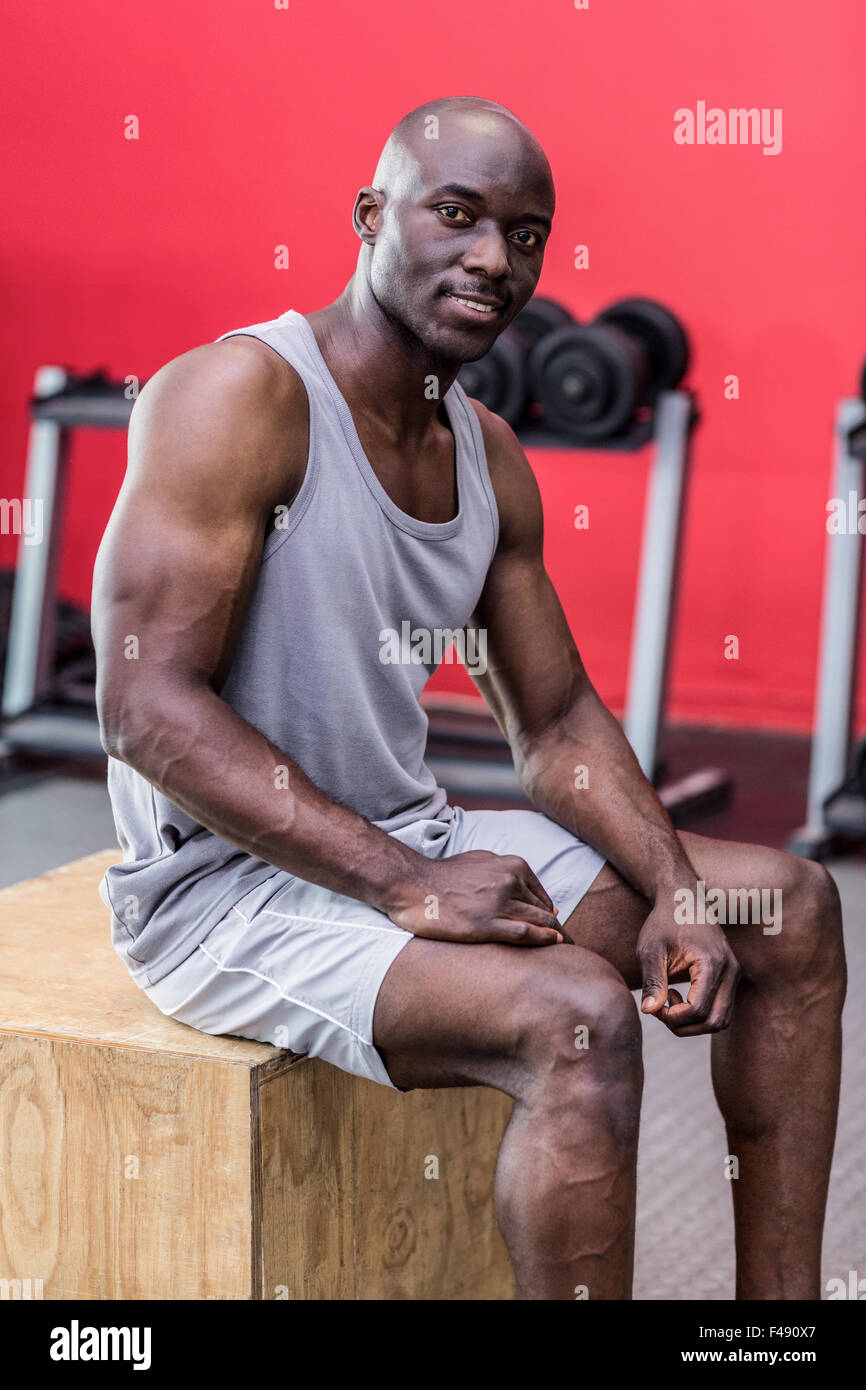 Smiling muscular man looking at the camera Stock Photo - Alamy