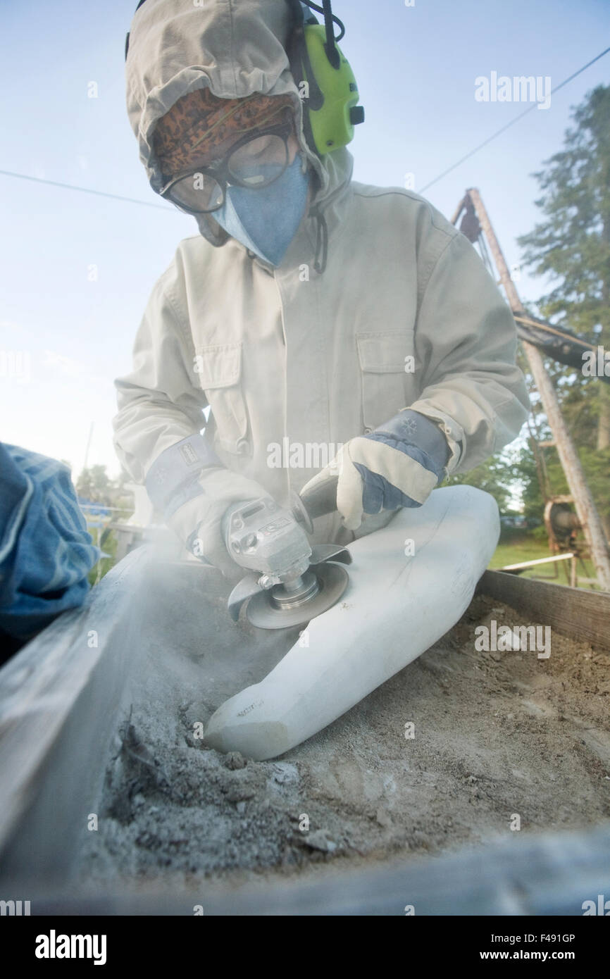A sculptress at work outdoors, Sweden Stock Photo - Alamy