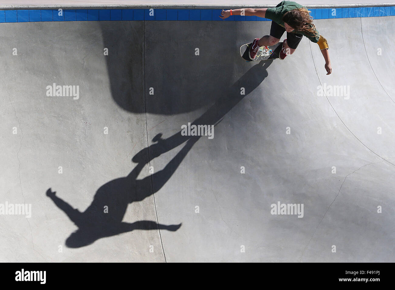 Napa, CA, USA. 10th Oct, 2015. Jackson Bush casts a long shadow while ...