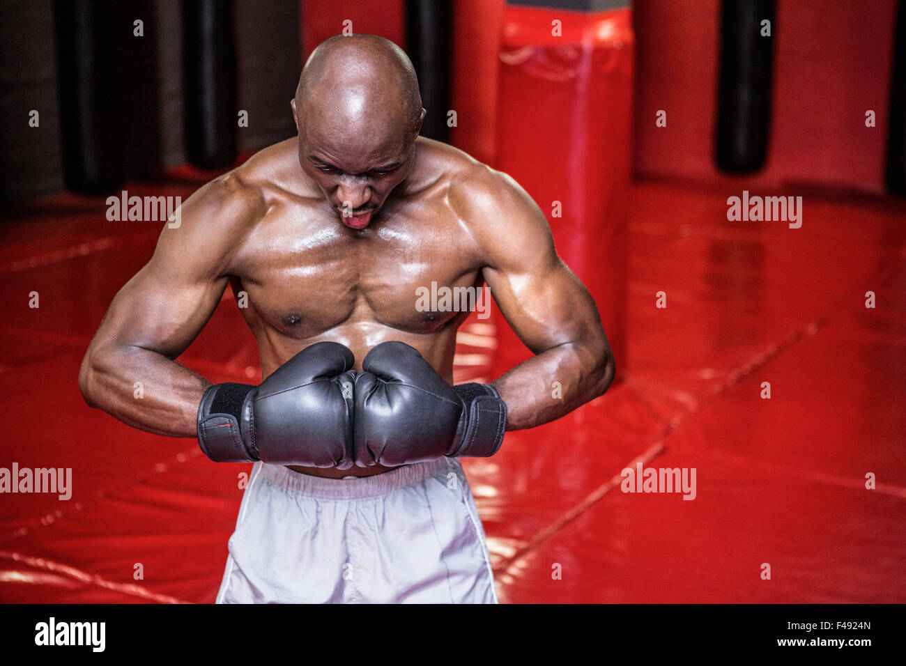 Young bodybuilder doing excercises Stock Photo - Alamy