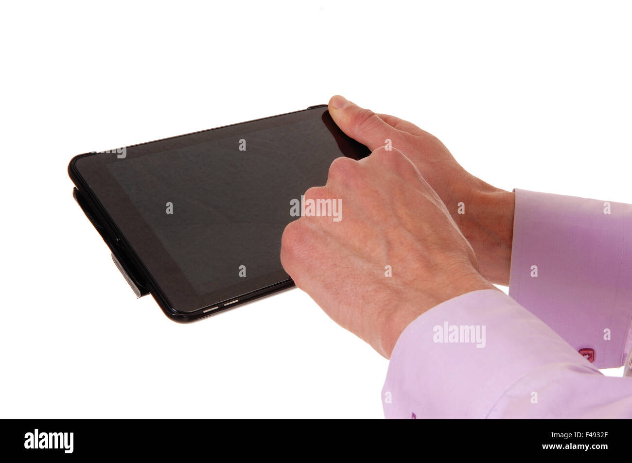 Two hands with tablet pc Stock Photo - Alamy
