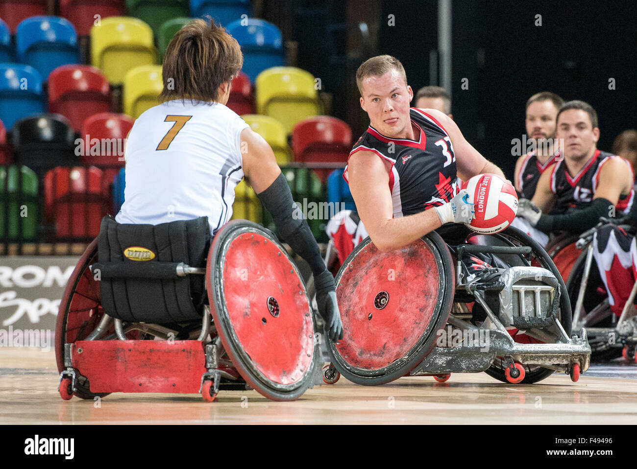 London, UK. 15th October, 2015. Zach Madell of Canada looks for options ...
