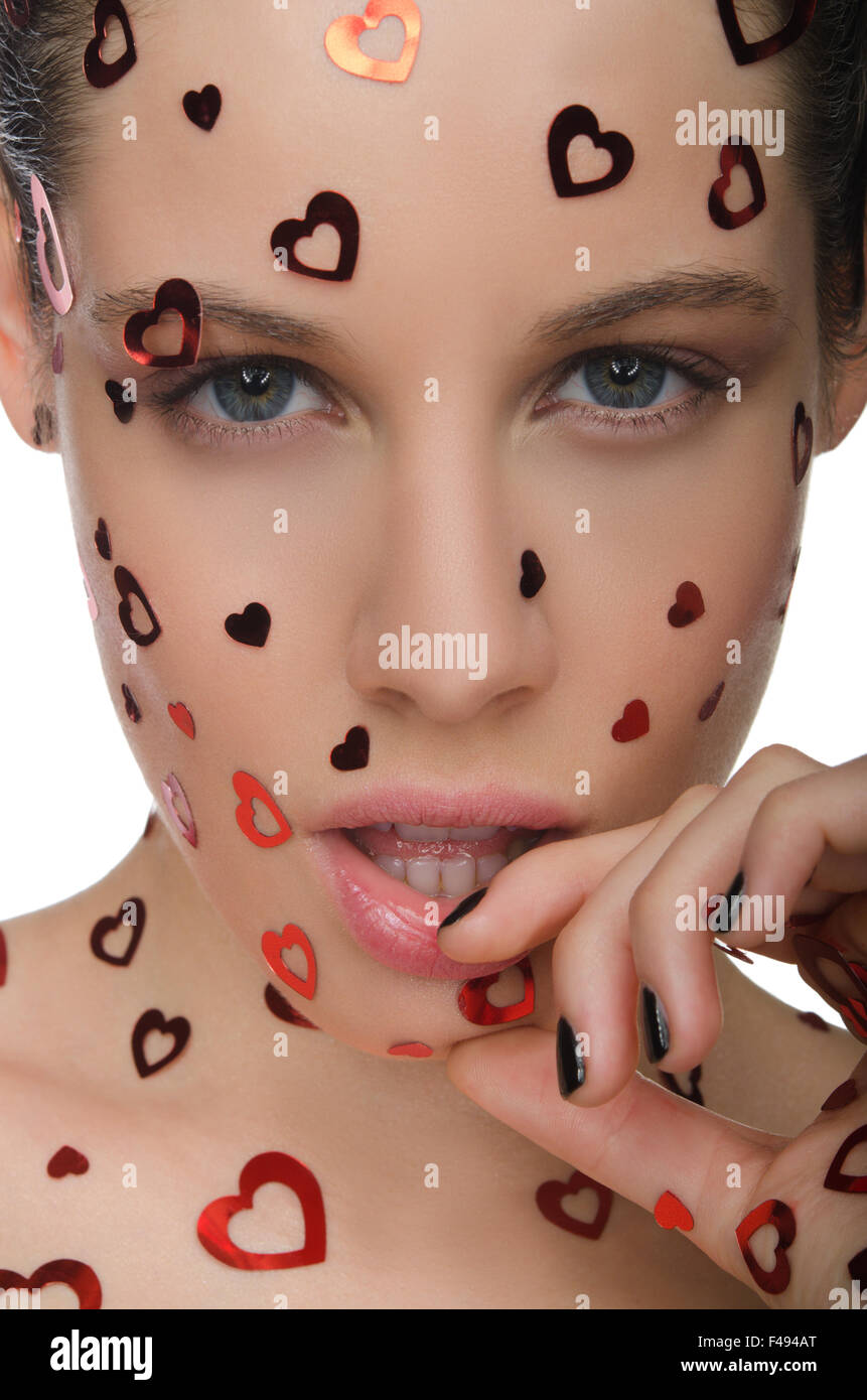 Heart on face hi-res stock photography and images - Alamy