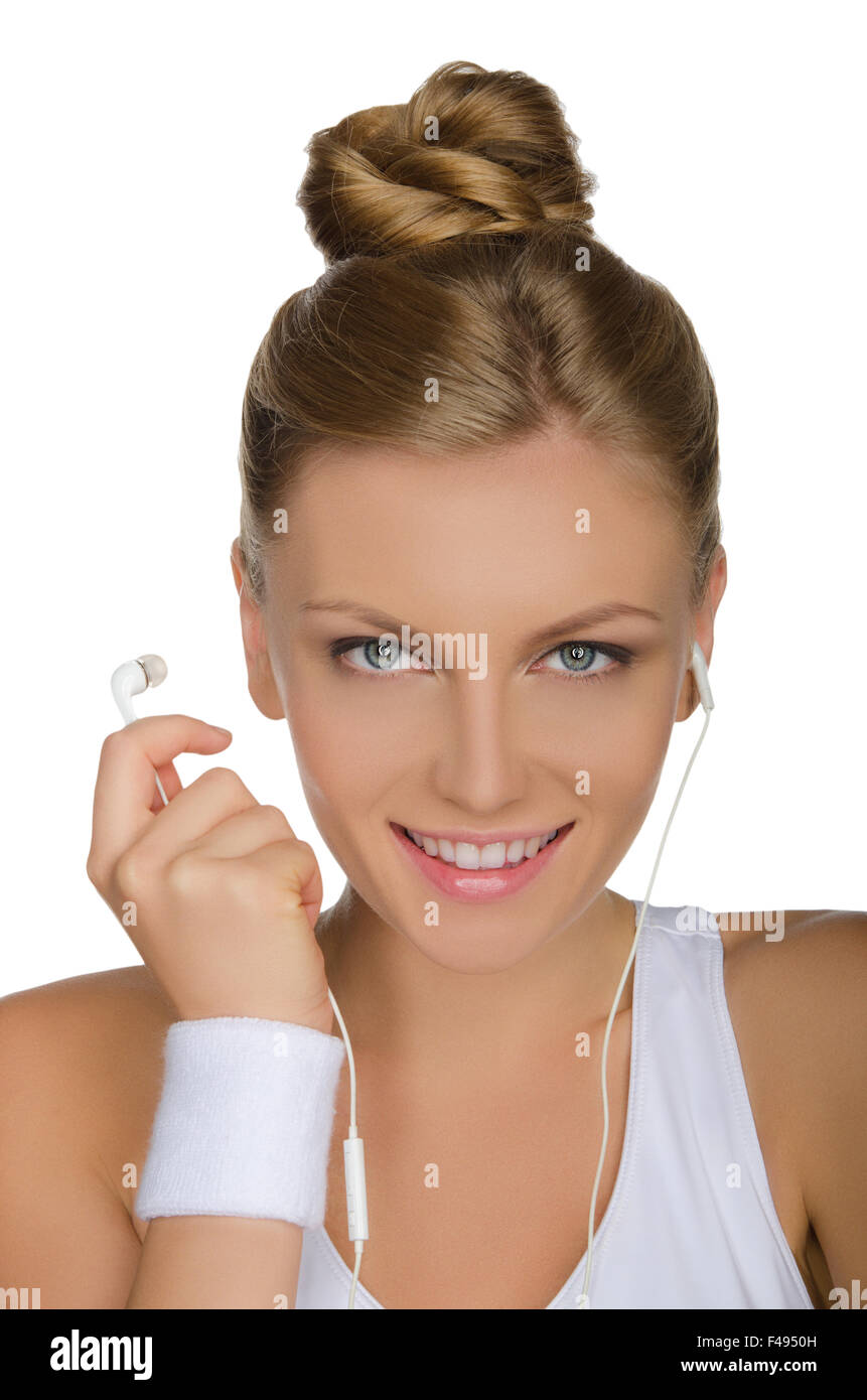 Beautiful woman in headphones hi-res stock photography and images - Alamy