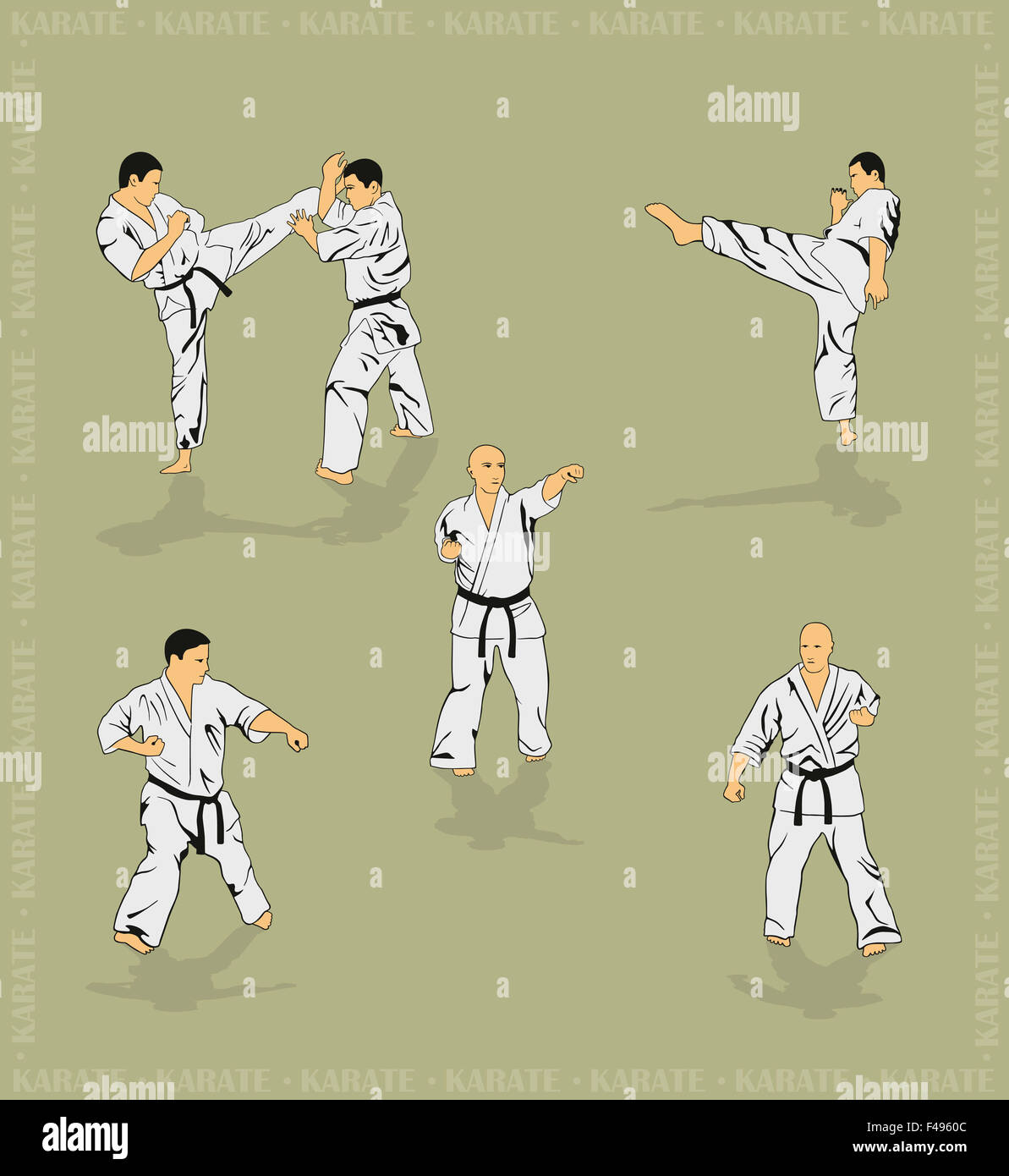 Set of the men showing karate Stock Photo - Alamy