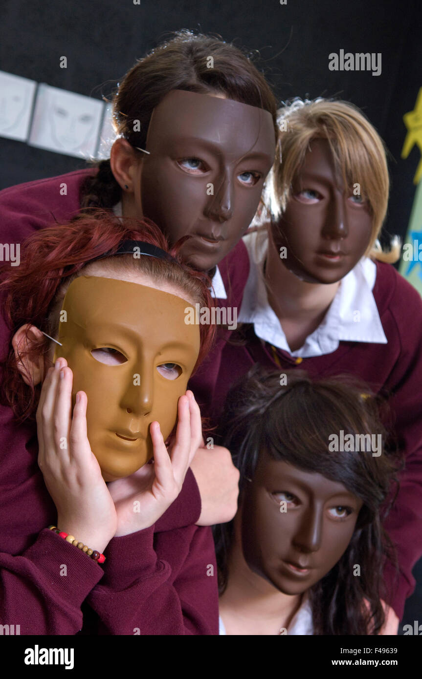 Hanham High School drama class,with girls wearing masks and lying in ...