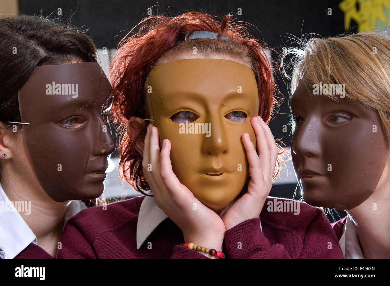 Hanham High School drama class,with girls wearing masks and lying in ...