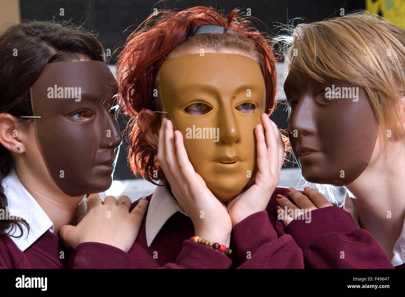 Hanham High School drama class,with girls wearing masks and lying in ...